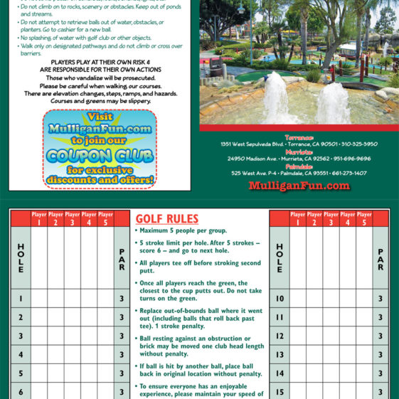 Mini Golf Scorecards – Golf Associates