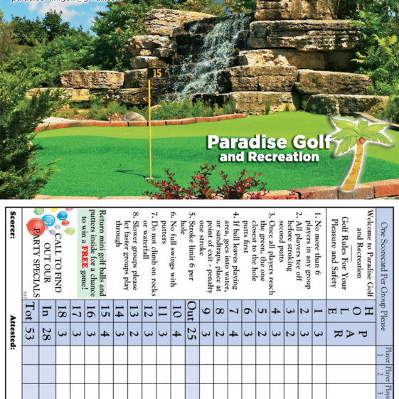 Mini Golf Scorecards – Golf Associates
