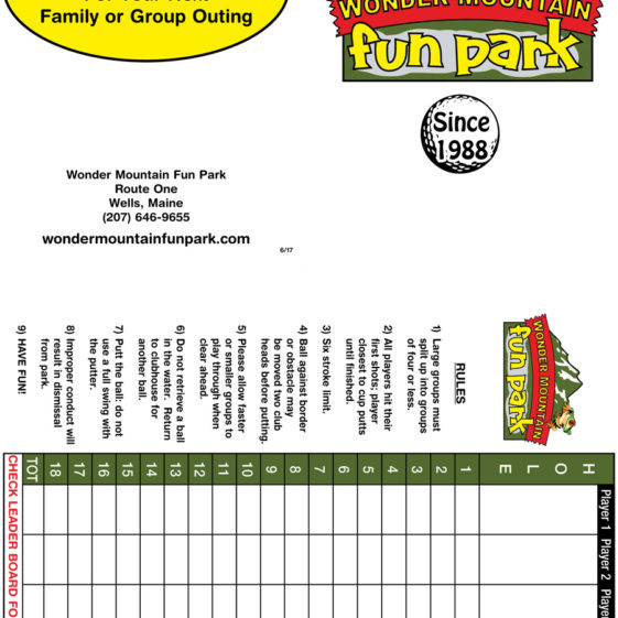 Mini Golf Scorecards – Golf Associates